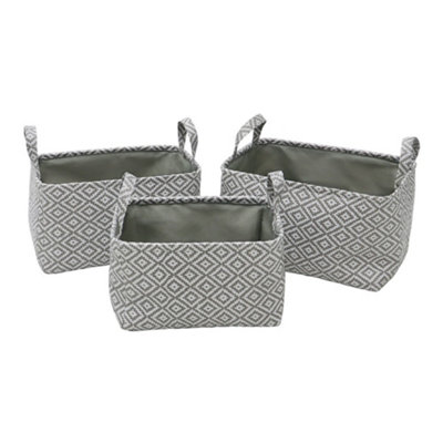 JVL Argyle Set of 3 Medium Rectangular Storage Baskets