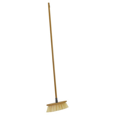 JVL Bamboo Long Handles Sweeping Brush with Plastic Bristles | DIY at B&Q