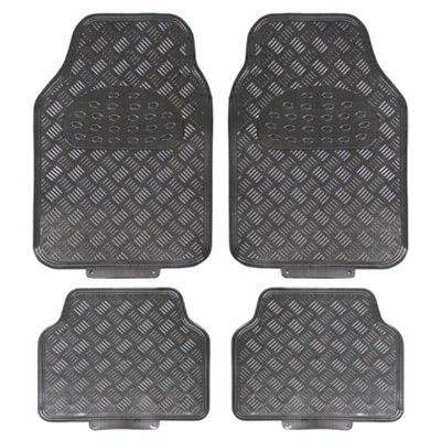 JVL Carbon metallic checker plate look sports car mat set