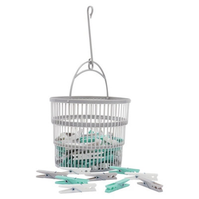 JVL Collapsible Plastic Peg Basket Collapsible with 86 Strong Hold Pegs