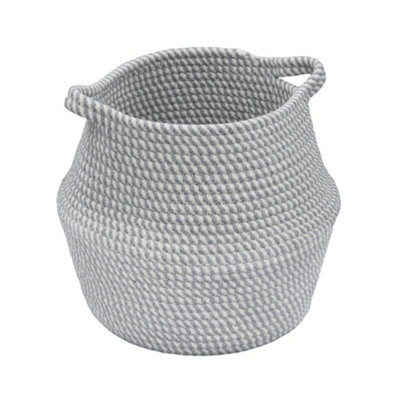 JVL Edison Round Belly Cotton Rope Storage, Medium, Grey | DIY at B&Q