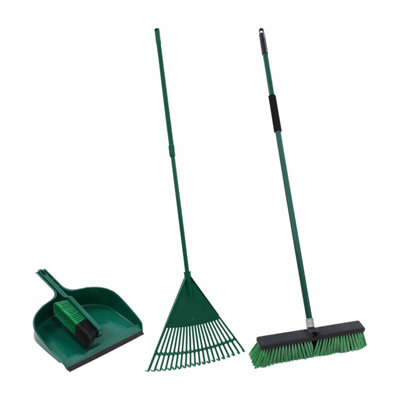 JVL Garden Clean Up Bundle: Includes Outdoor Broom, Dustpan and Brush ...