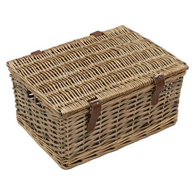 JVL Handmade Buff Wicker Hampers with Faux Leather Straps, Small | DIY ...