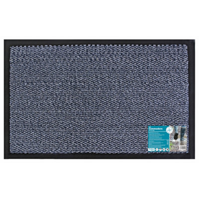 JVL Heavy Duty Commodore Vinyl Backed Barrier Door Mat, 40x60cm, Blue ...