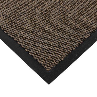 JVL Heavy Duty Commodore Vinyl Backed Barrier Doormat, 120x170cm, Brown ...