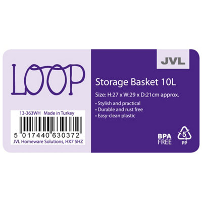 JVL Knit Design Loop Plastic Storage Box, Ivory