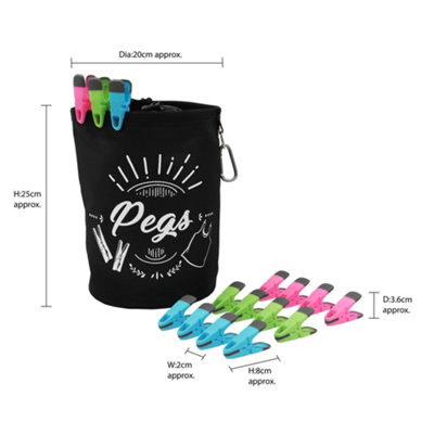 JVL Large Peg Bag with 120 Prism Soft Touch Clip Pegs