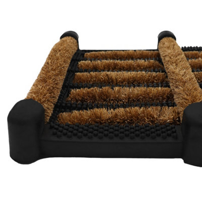 JVL Nimbus Rubber Coir Boot Scraper Mat, 30x35cm