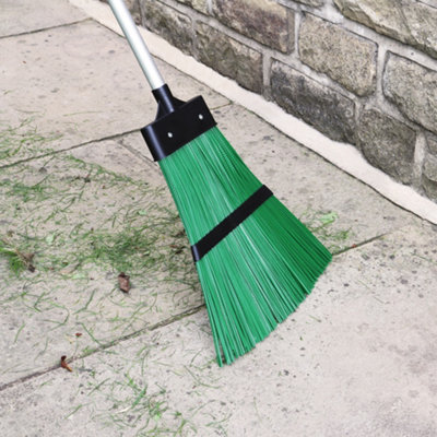 JVL Outdoor Garden Hard Bristled Broom Brush Rake with Extendable ...