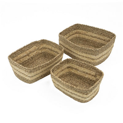 JVL Palma Natural Storage Baskets - Set of 3