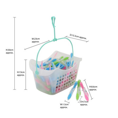 JVL Plastic Peg Basket with 72 Prism Soft touch Leaf Design Pegs
