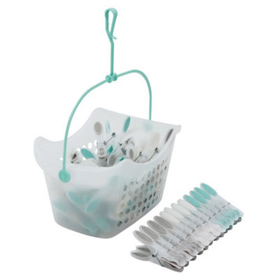 JVL Plastic Peg Basket with 72 Soft Grip Pegs
