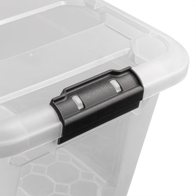 JVL Plastic Secure Clip Lidded Storage Box, Stackable & Nestable, Clear ...