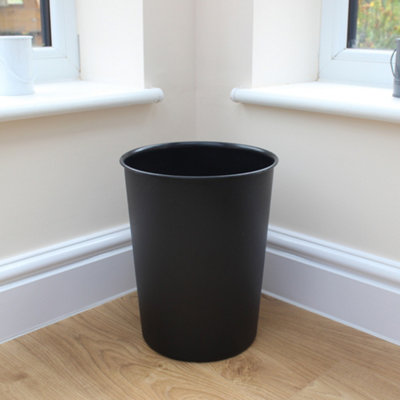 JVL Quality Vibrance Black Lightweight Plastic Waste Paper Basket Bin