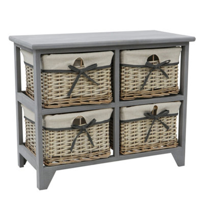 JVL SHERBORNE 2 + 2 DRAWER WILLOW STORAGE UNIT
