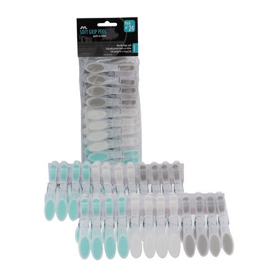 JVL Soft Grip Clothes Pegs, Pack of 24