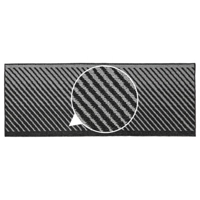 JVL Stellar Machine Washable Latex Backed Runner Doormat, 57x150cm, Black