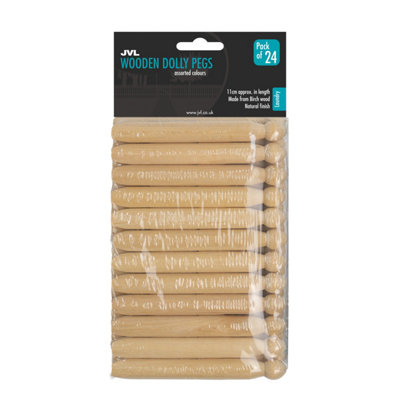 JVL Traditional Wooden Dolly Pegs, Ideal for Laundry and Craft, Pack of ...