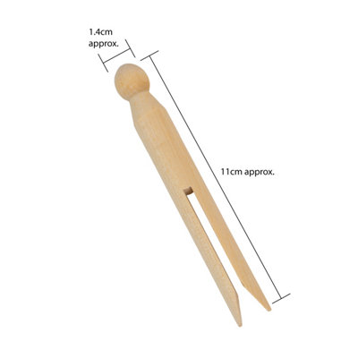 JVL Traditional Wooden Dolly Pegs, Ideal for Laundry and Craft, Pack of ...