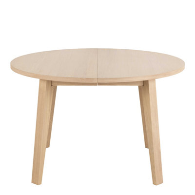 Jyvaskyla 120cm White Oak Wood Round Extendable Dining Table