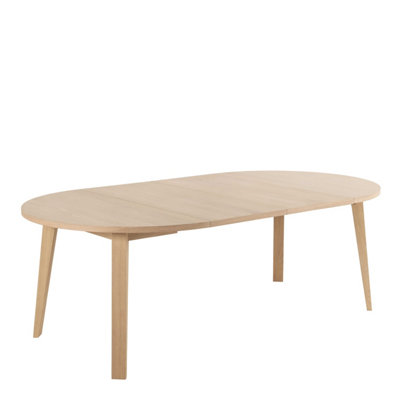 Jyvaskyla 120cm White Oak Wood Round Extendable Dining Table