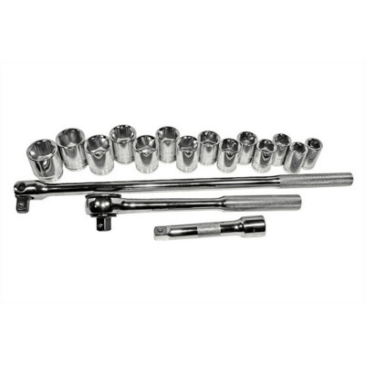K Tool Metric Socket Set 1/2Dr 6Point 15-28Mm 17Pc