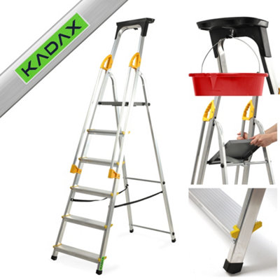 KADAX Aluminium ladder, step ladder with handrail, step ladder load ...
