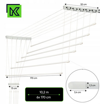 KADAX Ceiling Clothes Airer, Ceiling-Mounted Drying Rack with Steel ...