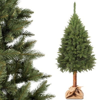 KADAX Christmas Tree 6ft, Artificial Xmas Tree on Natural Pine Trunk ...
