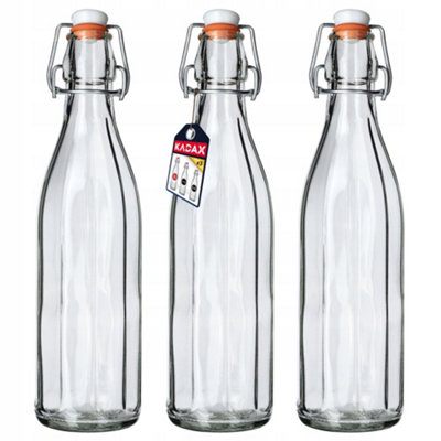 KADAX Flip Top Bottle, Glass Flask with Rubber Cork, Container ...