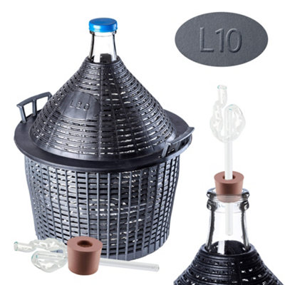 KADAX Glass Demijohn 10L, Transparent Carboy with Glass Fermentation ...