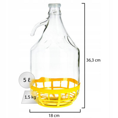 KADAX Glass Demijohn 5L, Transparent Carboy with Plastic Basket for ...