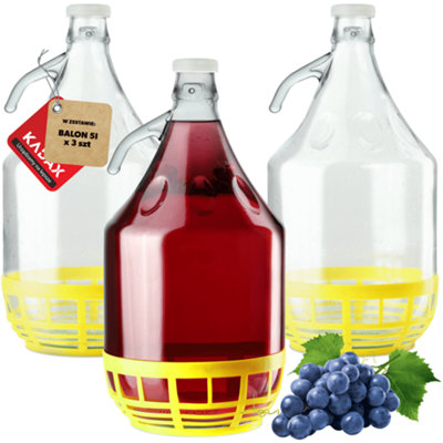 KADAX Glass Demijohn 5L, Transparent Carboy with Plastic Basket for ...