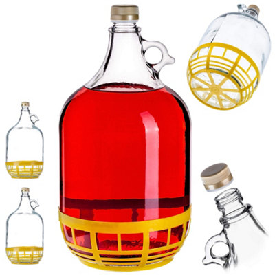 KADAX Glass Demijohn 5L, Transparent Carboy with Plastic Basket for ...