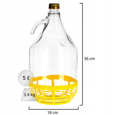 KADAX Glass Demijohn 5L, Transparent Carboy with Plastic Basket for ...
