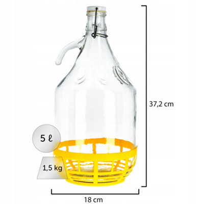 KADAX Glass Demijohn 5L, Transparent Carboy with Plastic Basket for ...