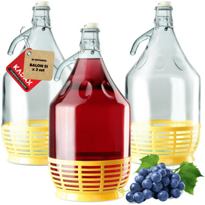 KADAX Glass Demijohn 5L, Transparent Carboy with Plastic Basket for ...