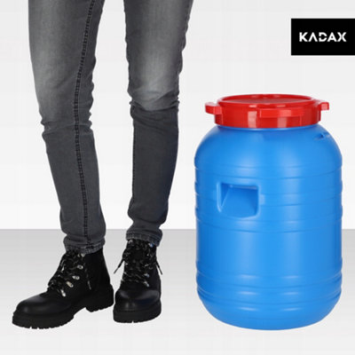 KADAX High Density Polyethylene (HDPE) Plastic Barrel, 30L, Blue with ...