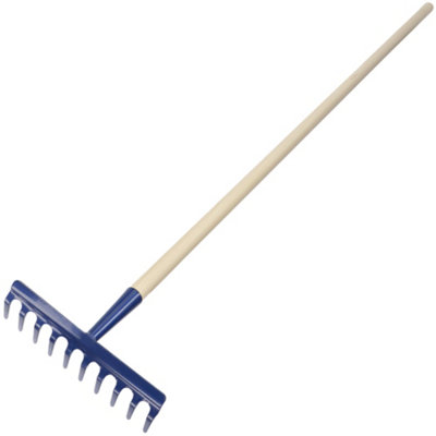KADAX Metal Rake with Long Wooden Handle, Heavy Duty Rake for Soil ...