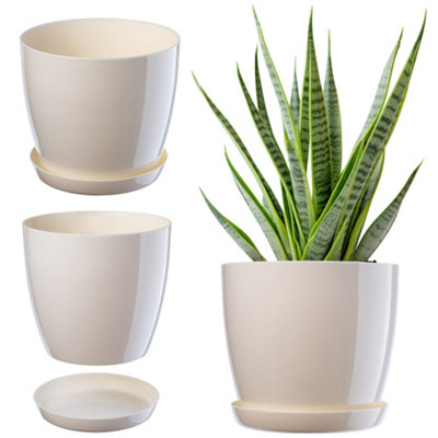 KADAX Plant Pot, Plastic Flowerpot with matching Tray, Indoor Planter ...