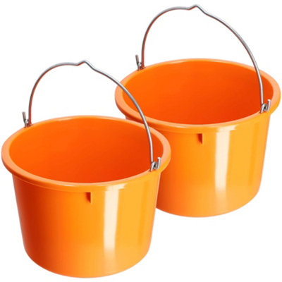 KADAX Plastic Bucket 20L, Large Orange Builders Bucket with Metal ...