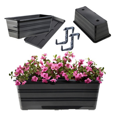 KADAX Plastic Flower Box, Balcony Pot, Weather-Resistant Plant Box ...