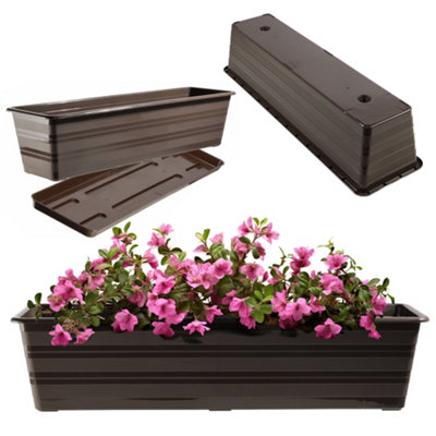 KADAX Plastic Flower Box, Balcony Pot, Weather-Resistant Plant Box ...