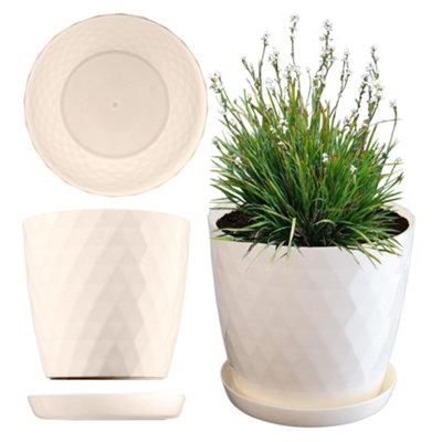 KADAX Plastic Flower Pot, Durable Plant Pot with Saucer for Houseplants ...