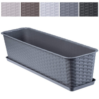 KADAX Rattan-like Planter, Plastic Long Box with Drainage Holes and ...