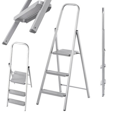 KADAX Single Sided Steel Ladder with Non-Slip Feet, Step Ladder, Ladder ...