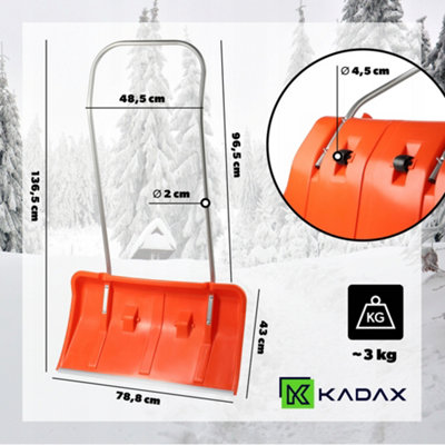 KADAX Snow shovel with aluminium profile edge, wide snow shovel with ...