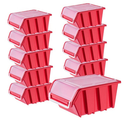 KADAX Stacking Boxes, Plastic Tool Organiser with Lids, Durable Storage ...