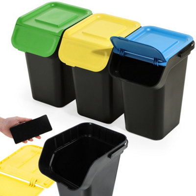 KADAX Waste Separation System Set, Waste Bin with Airtight Hinged Lid ...