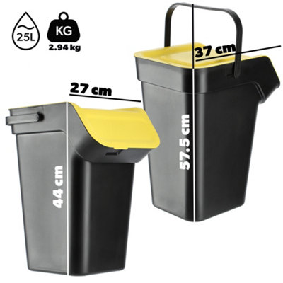 KADAX Waste Separation System Set, Waste Bin with Airtight Hinged Lid ...